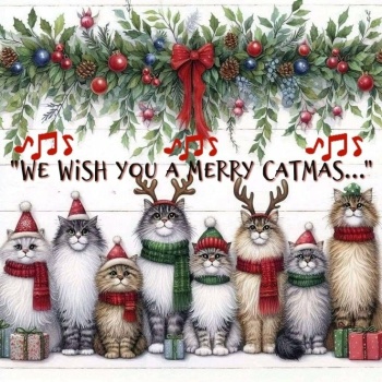 Solve Merry Catmas jigsaw puzzle online with 64 pieces