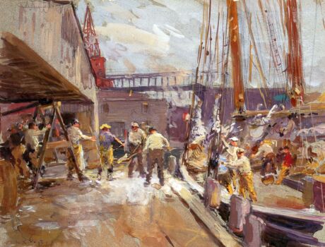 Solve Louis Charles Vogt (American, 1864–1939), Dock Scene at ...