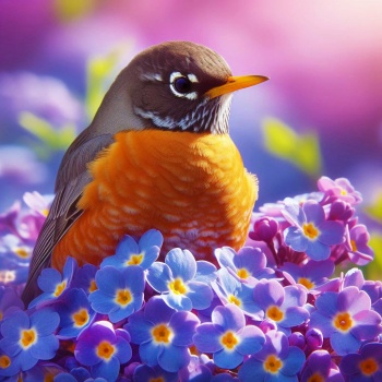 Solve Signs of Spring.... American Robin Bird jigsaw puzzle online with ...