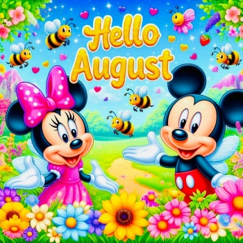 Solve Mickey and Minnie welcome August jigsaw puzzle online with 25 pieces
