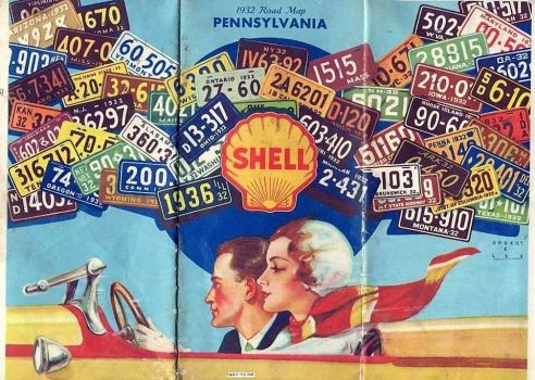 Solve 1932 Shell road map jigsaw puzzle online with 35 pieces