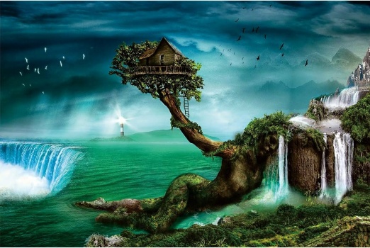 Solve Home on the Waterfall Tree jigsaw puzzle online with 216 pieces