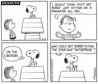 Solve Snoopy and Star Trek! 😎😎 jigsaw puzzle online with 56 pieces