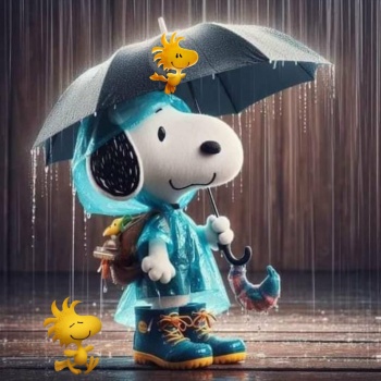 Solve Snoopy Rain jigsaw puzzle online with 64 pieces
