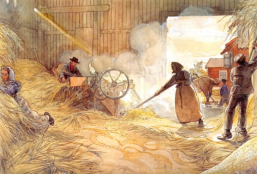 Solve The Theshing of the grain, 1906, Carl Larson (1853-1919) jigsaw ...