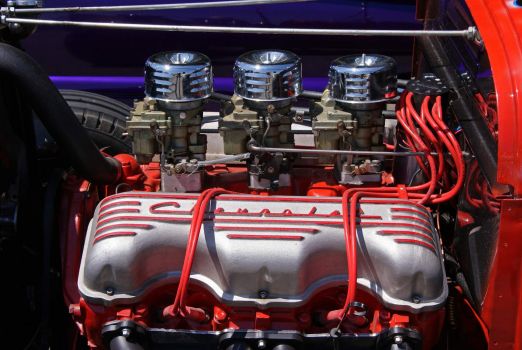 Solve 348 Chevy Engine with Tri-Power jigsaw puzzle online with 150 pieces