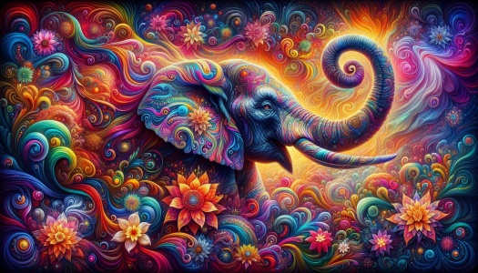 Solve Psychedelic Elephant #1 jigsaw puzzle online with 144 pieces