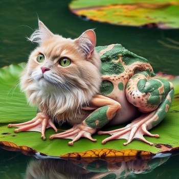 Solve Cat Frog jigsaw puzzle online with 100 pieces