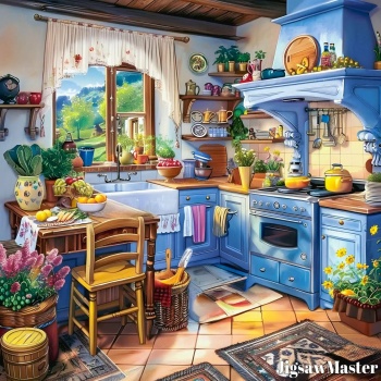 Solve Cosy Kitchen jigsaw puzzle online with 81 pieces
