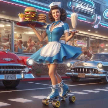 Solve RETRO CARHOP 2 jigsaw puzzle online with 196 pieces