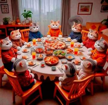 Solve Dinner Time Cats from Mili Soni FB jigsaw puzzle online with 64 ...