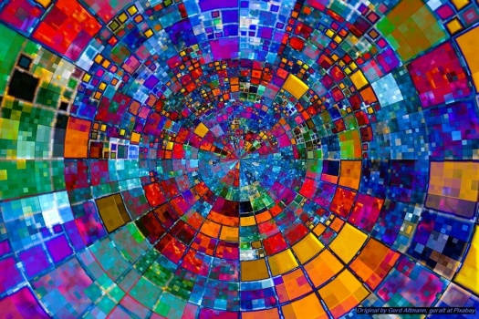 Solve Tunnel of colored tiles jigsaw puzzle online with 96 pieces