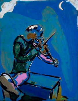 Solve Marc Chagall. Le violoniste bleu 1929 jigsaw puzzle online with ...