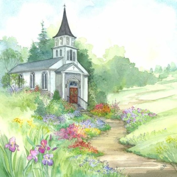 Solve Old Country Church with Flowers jigsaw puzzle online with 64 pieces