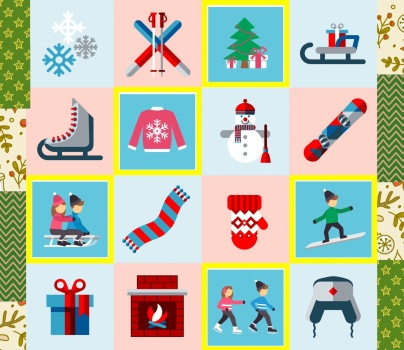 Solve winter icons jigsaw puzzle online with 99 pieces