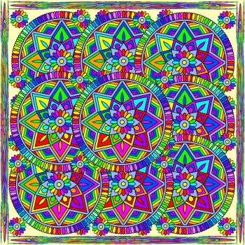 Solve Mandala Rainbow Mess jigsaw puzzle online with 49 pieces