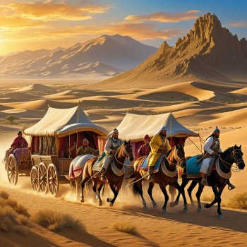 Solve Ancient Mongolian trade caravan in motion, jigsaw puzzle online ...